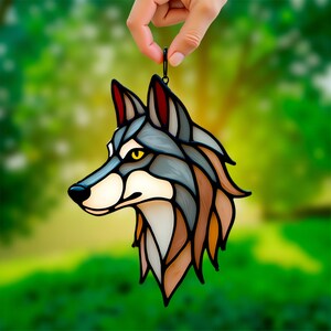 Wolf Stained Glass Pattern, Cabin Decor, Nature Art for DIY Window ...