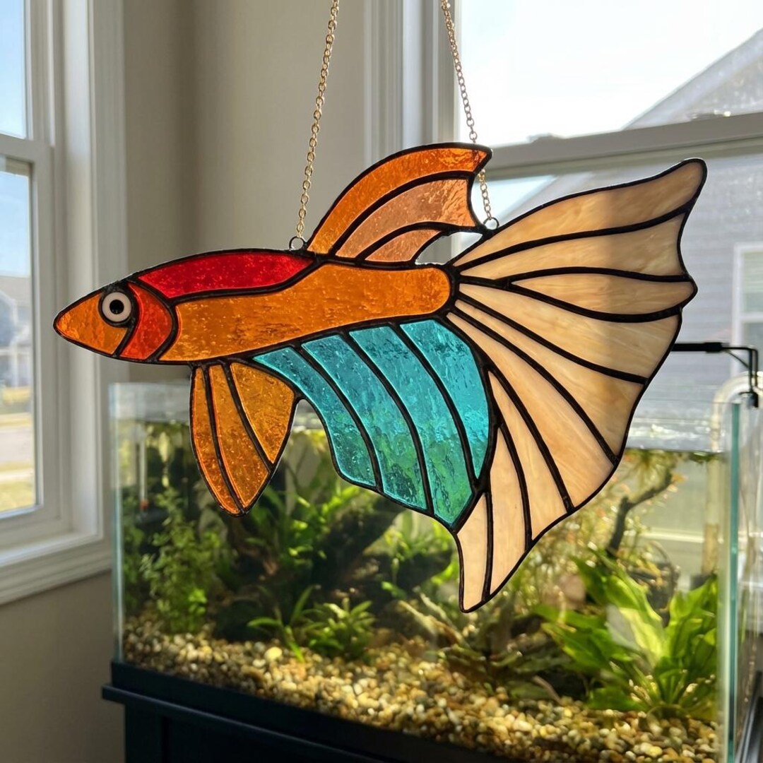 Betta Fish Stained Glass Pattern - Digital Suncatcher (pdf, Svg, Png ...