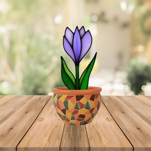 Stained Glass Pattern Tulip – Glass Ornament, Tulip Glass Art, Flower ...
