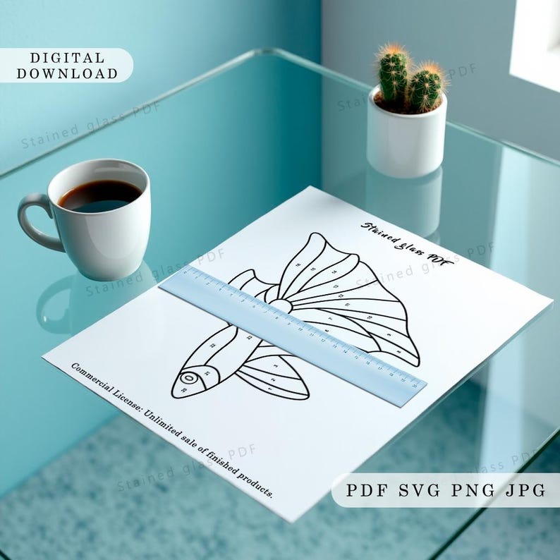 Betta Fish Stained Glass Pattern - Digital Suncatcher (pdf, Svg, Png ...