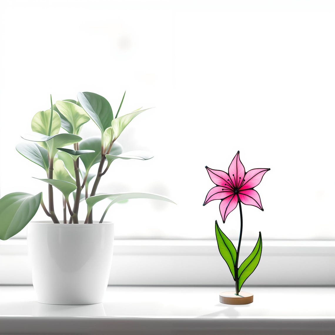 Stained Glass Pattern Lily – Glass Ornament, Flower Panel, Glass Art ...