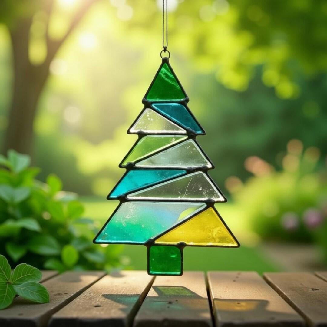 Christmas Tree Stained Glass Pattern, Glass Ornament, Holiday ...