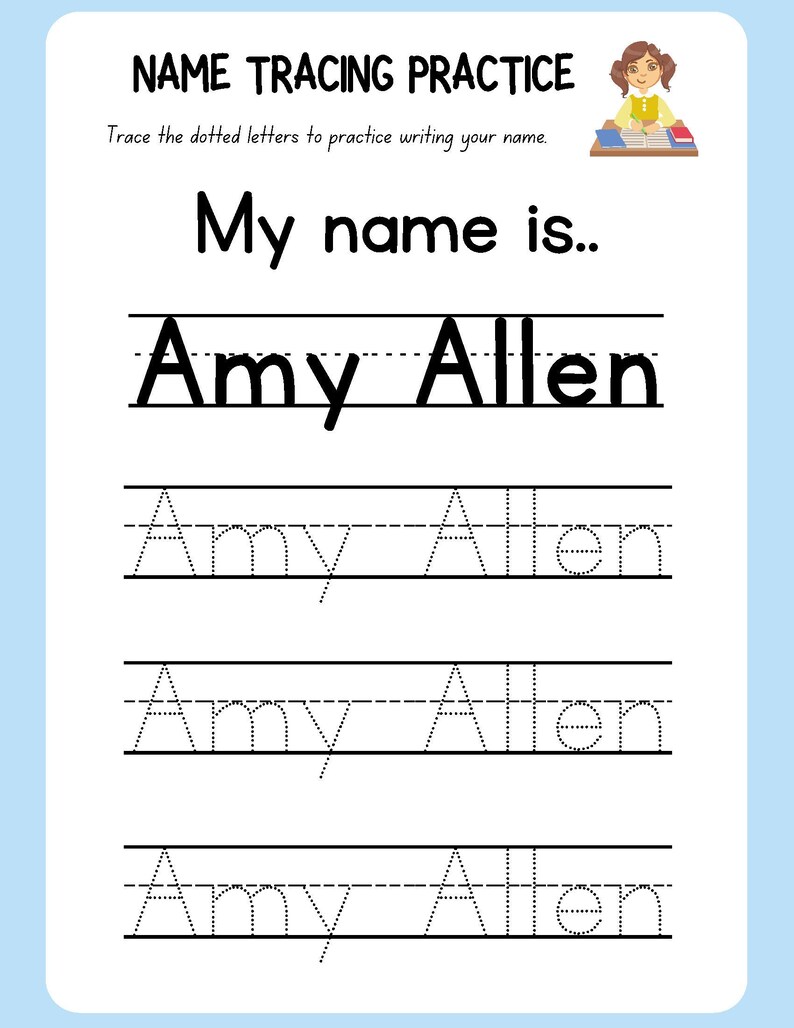 Name Tracing Worksheet - Etsy