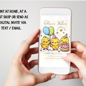 Cute Chick and Friends Themed Digital Birthday Invitation | Custom ...