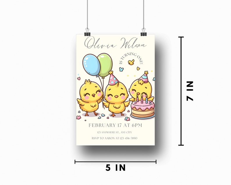 Cute Chick and Friends Themed Digital Birthday Invitation | Custom ...