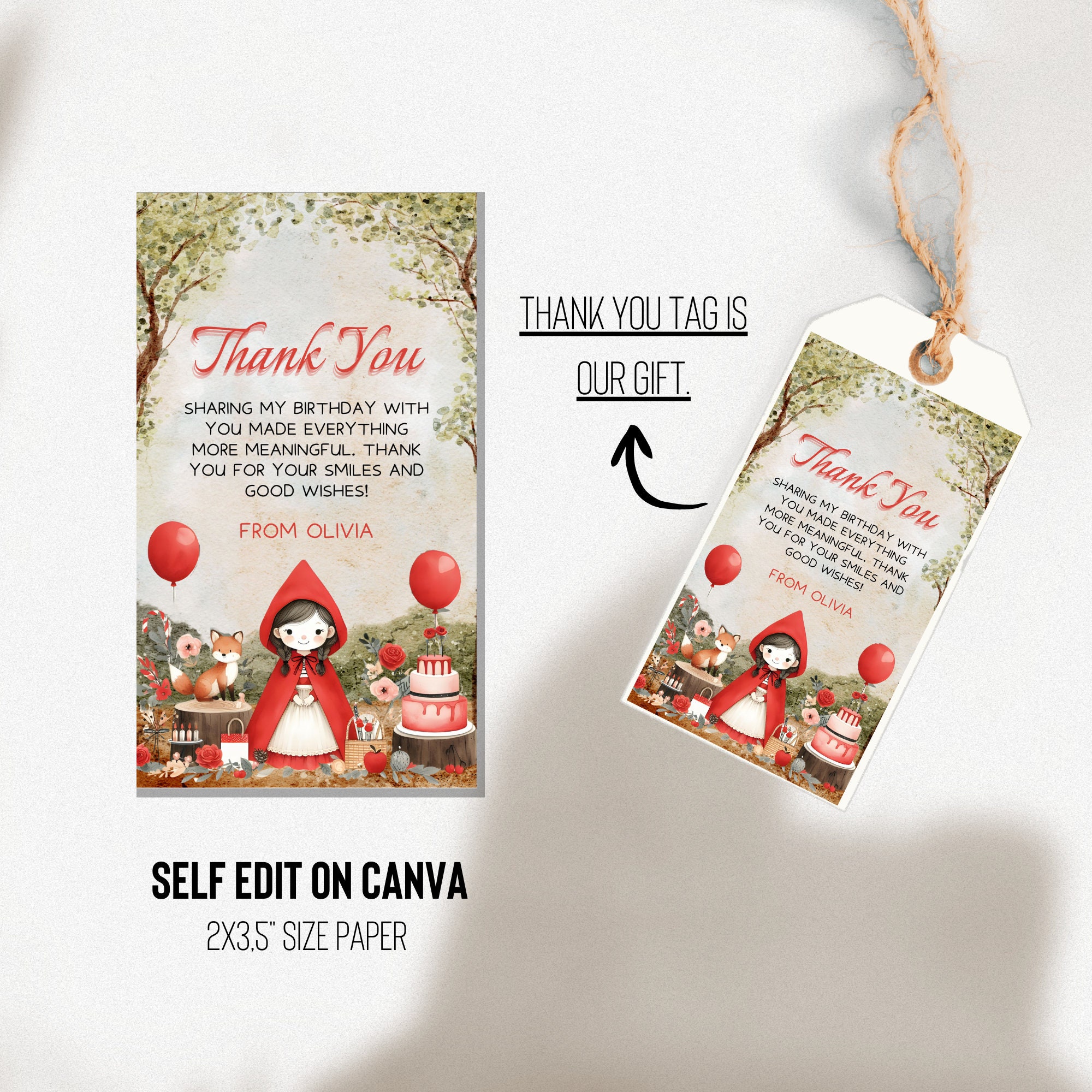 Editable Red Riding Hood Birthday Invitation: Woodland Party (digital ...