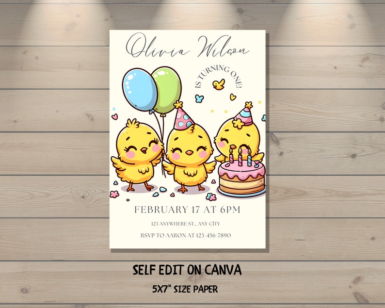 Cute Chick and Friends Themed Digital Birthday Invitation Custom Design ...