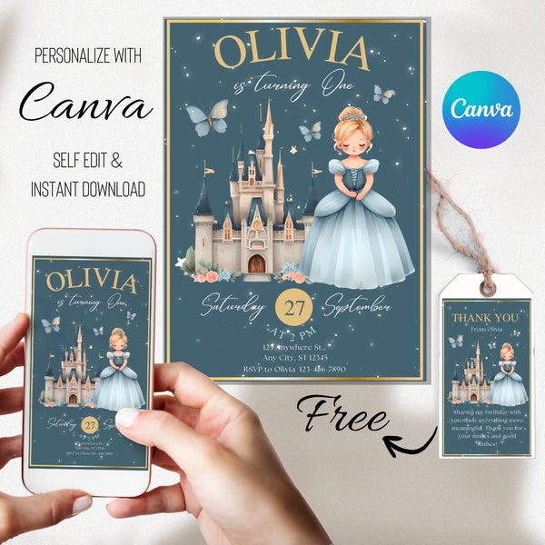 Cinderella Themed Birthday Invitation - Etsy