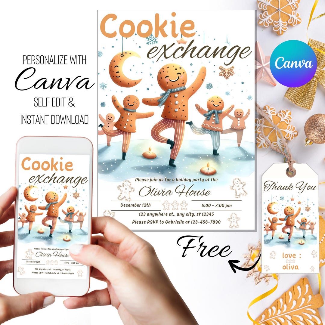 Editable Cookie Exchange Party Invitation, Holiday Baking Party, Cookie ...