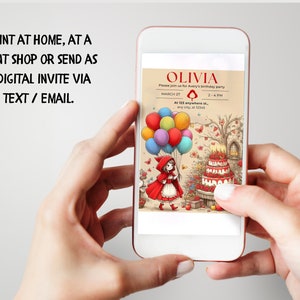 Little Red Riding Hood Digital Birthday Invitation Custom Design 5x7 ...