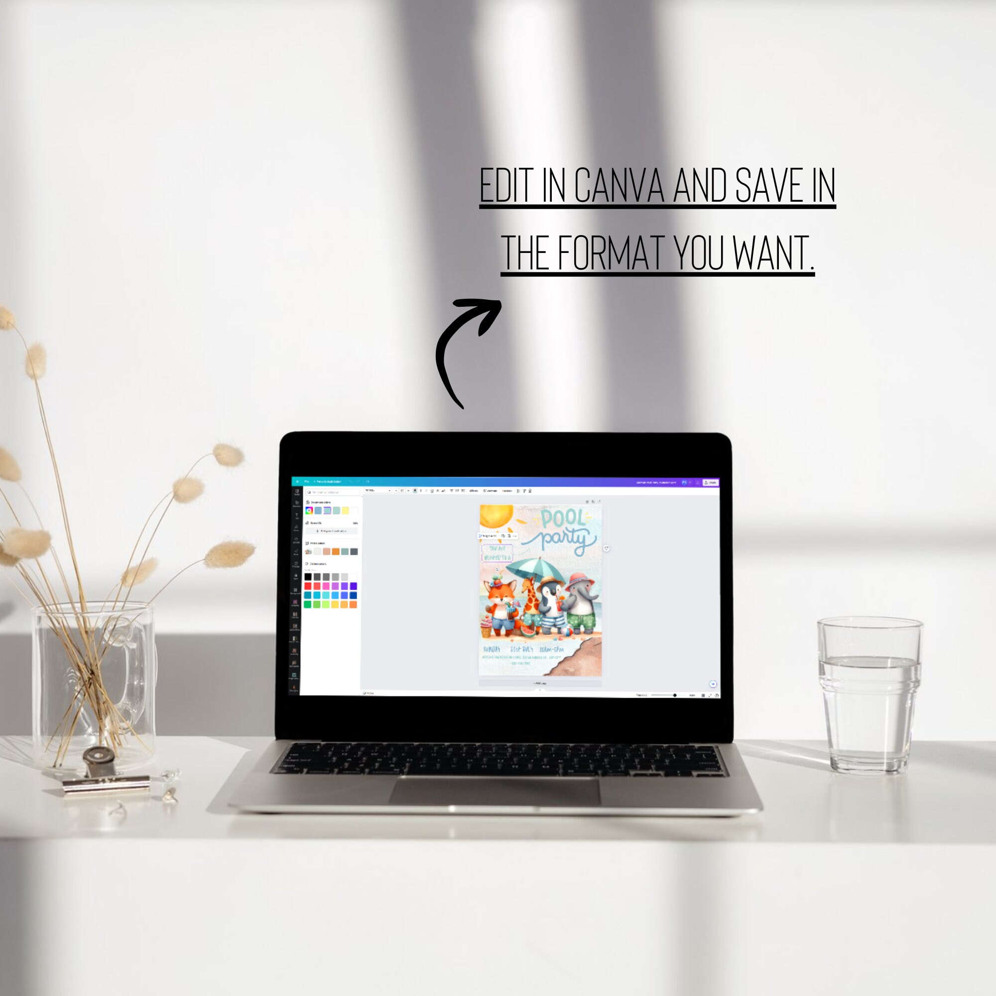 Editable Animals Pool Party Invitation, Hello Summer Party, Birthday ...