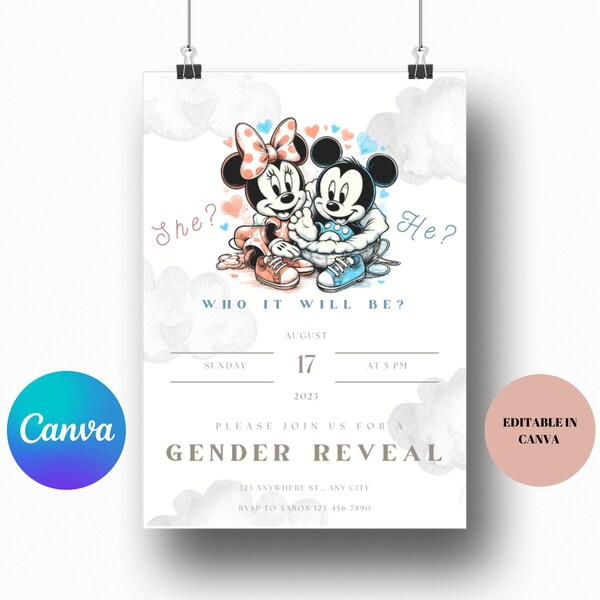 Mickey Mouse Gender Reveal - Etsy