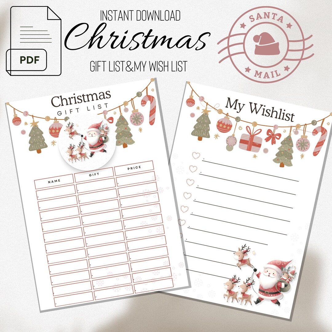 Christmas Wish List & Christmas Gift List, Kid Christmas List, Letter ...