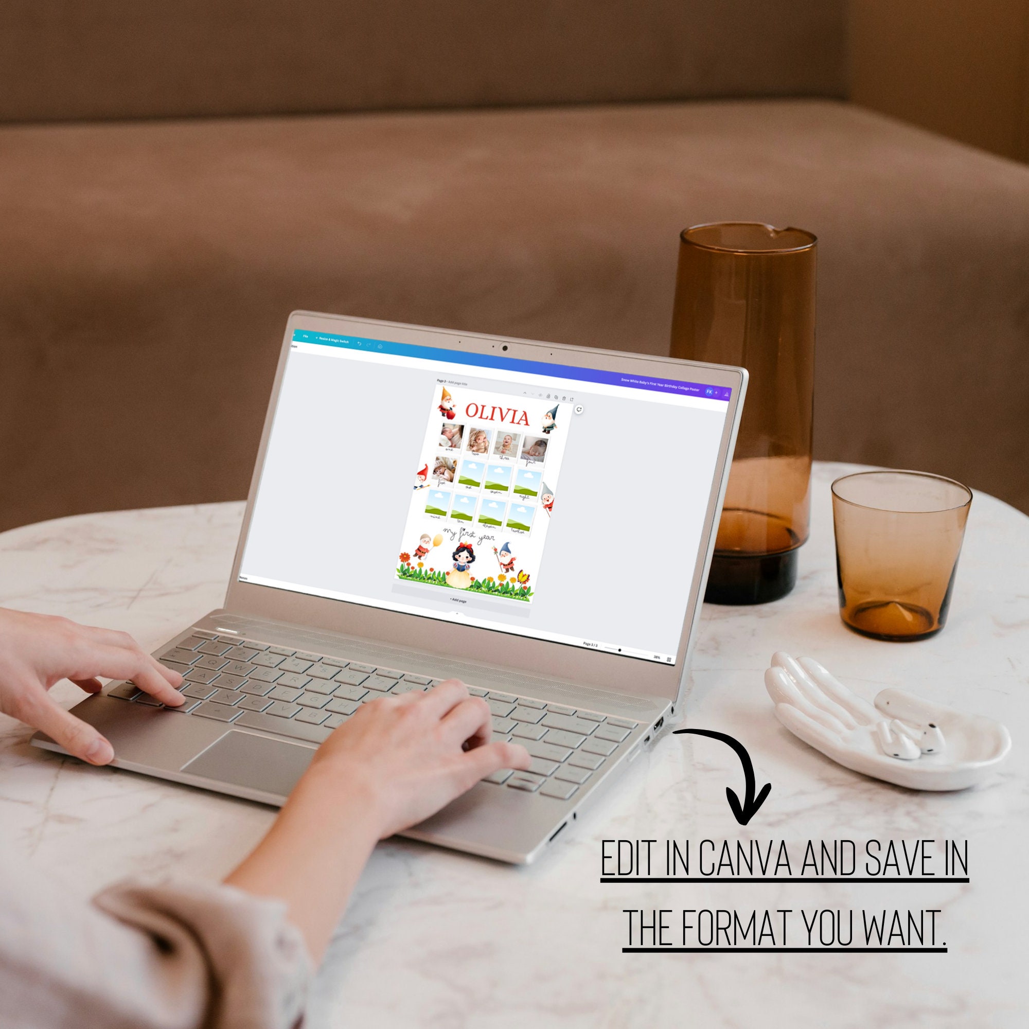 Snow White Themed First Year Photo Collage Poster 18x24 Printable ...