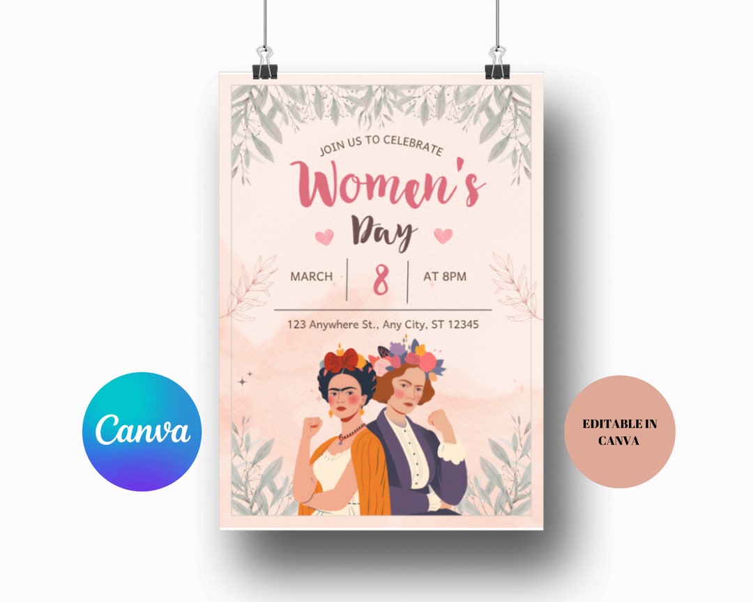 Editable Women's Day Party Invitation Empowerment & Feminism Theme 5x7 ...