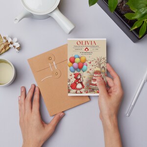 Little Red Riding Hood Digital Birthday Invitation Custom Design 5x7 ...