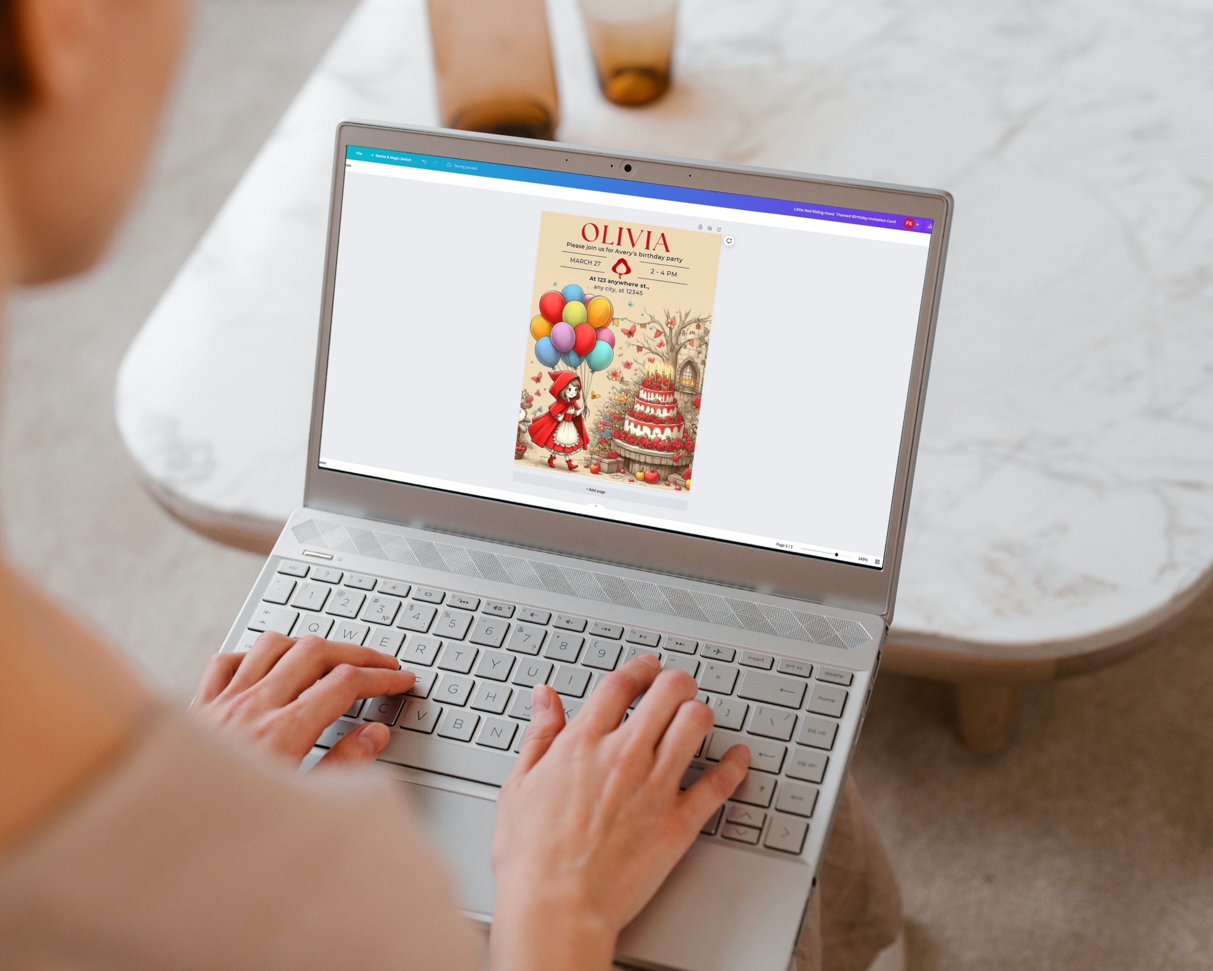 Little Red Riding Hood Digital Birthday Invitation Custom Design 5x7 ...