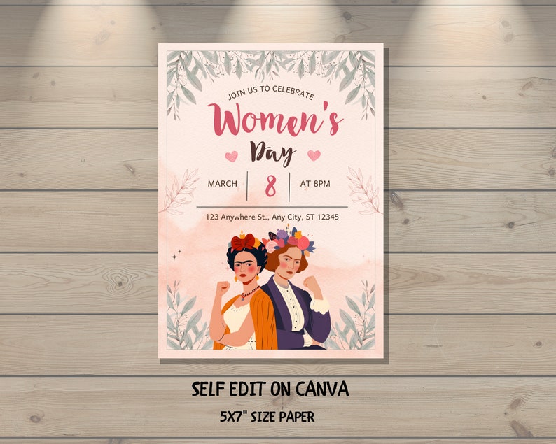 Editable Women's Day Party Invitation Empowerment & Feminism Theme 5x7 ...