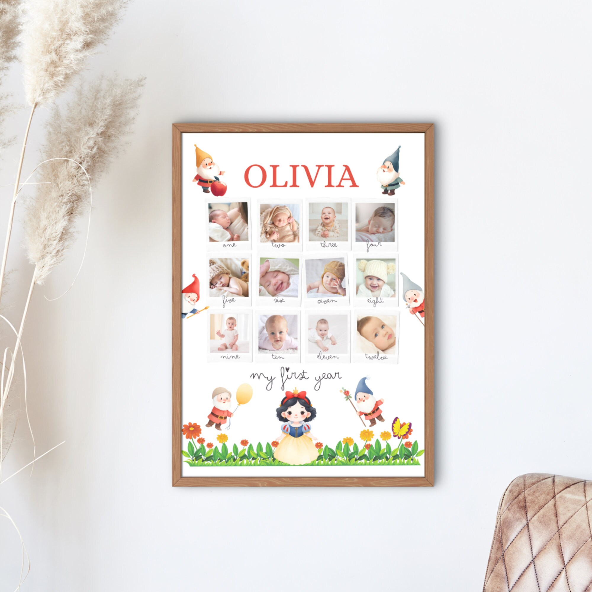 Snow White Themed First Year Photo Collage Poster 18x24 Printable ...