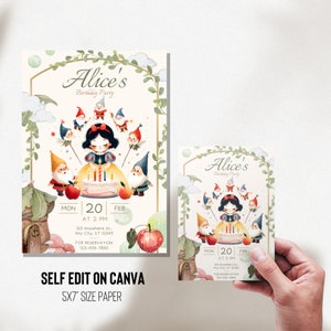 Snow White and the Seven Dwarfs Themed Birthday Invitation, Free Thank ...