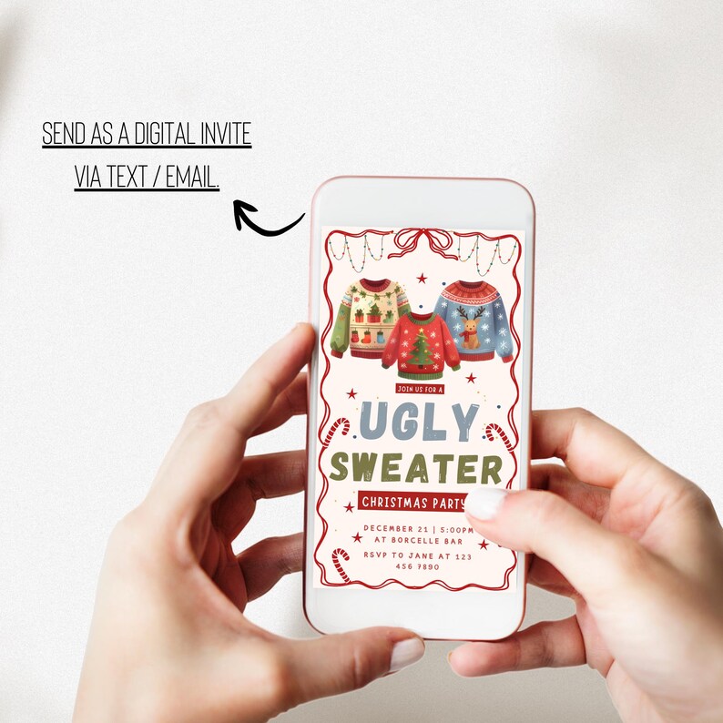 Editable Ugly Sweater Party Invitation, Ugly Xmas Sweater, Ugly ...