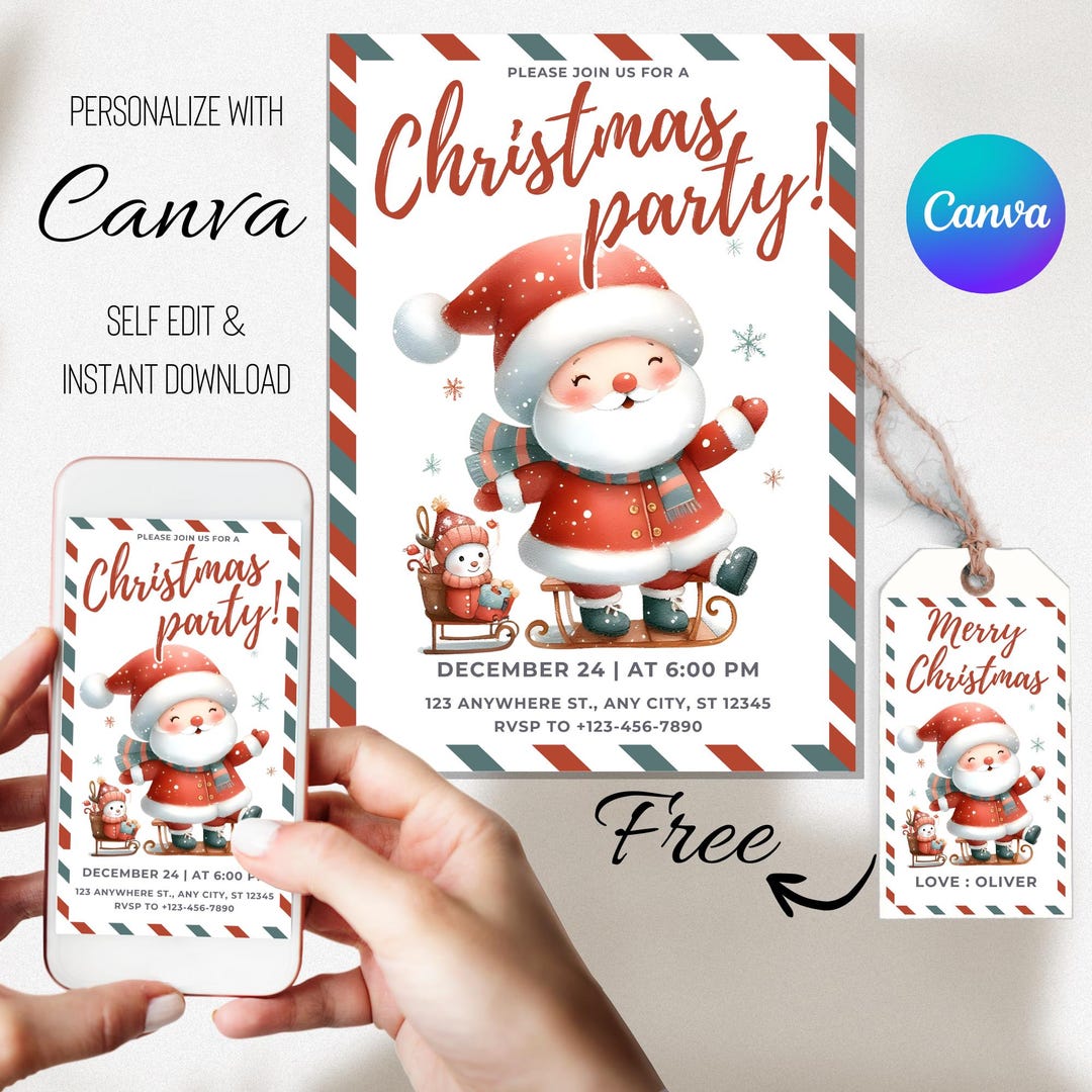 Editable Secret Santa Party Invitation, Xmas Invite, Christmas ...