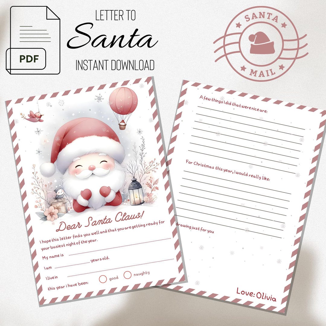 Letter to Santa Claus, Dear Santa Letter, Christmas Wish List for Kids ...