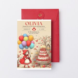 Little Red Riding Hood Digital Birthday Invitation Custom Design 5x7 ...