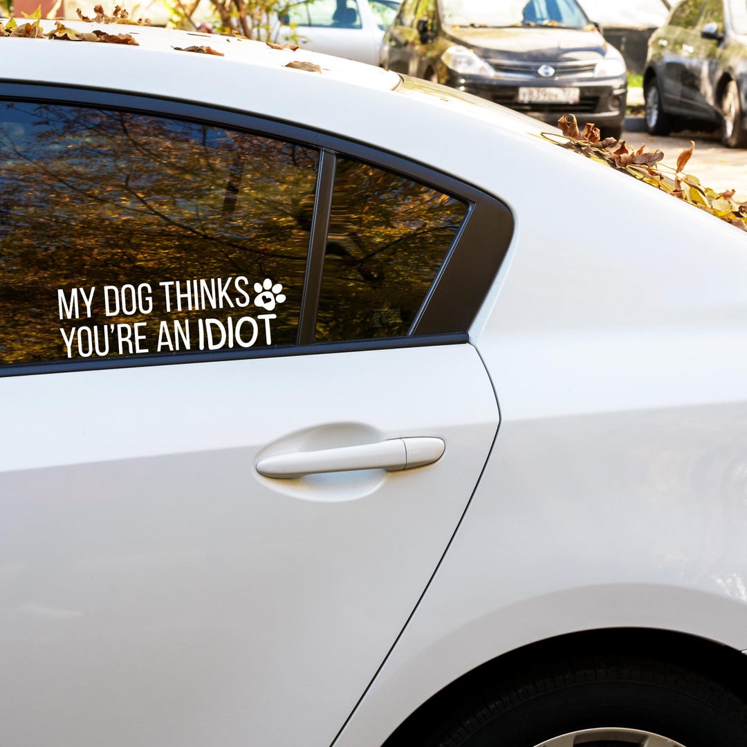 Funny Dog Car Decal: "my Dog Thinks You're an Idiot" - Etsy