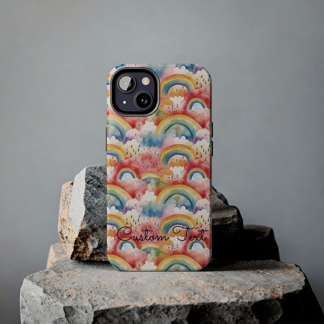 Rainbow iPhone Case, Clouds and Rainbows Phone Cover, Custom Protective ...