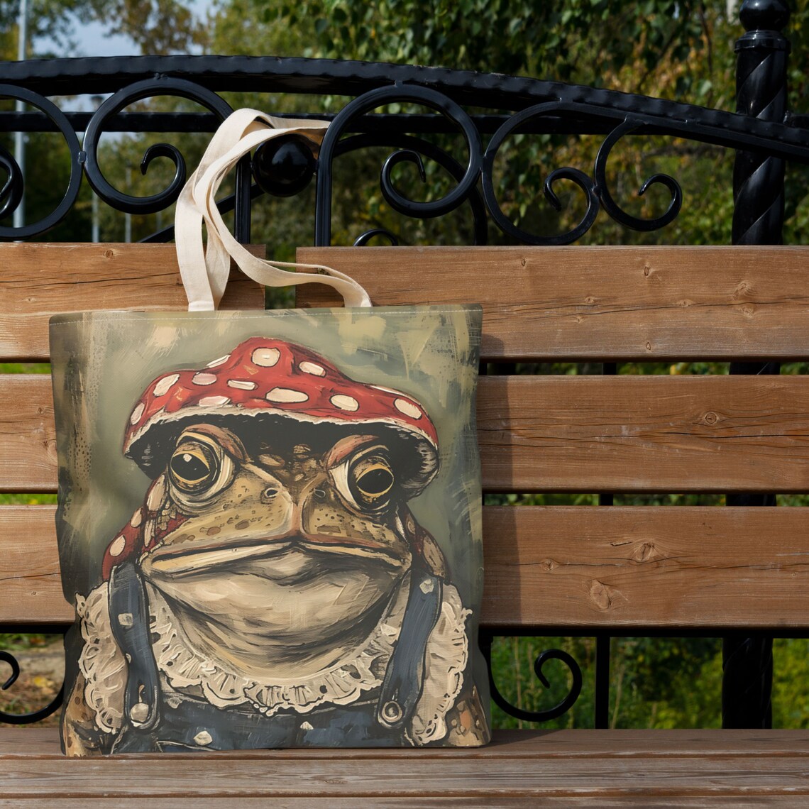 Toad and Mushroom Tote Bag, Vintage Cottagecore Mom Gift Weirdcore ...