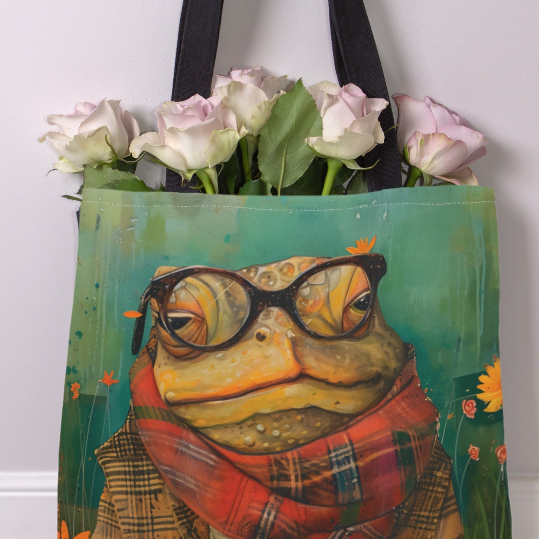 Toad Tote Bag, Vintage Cottagecore Style, Shabby Chic Shoulder Bag ...