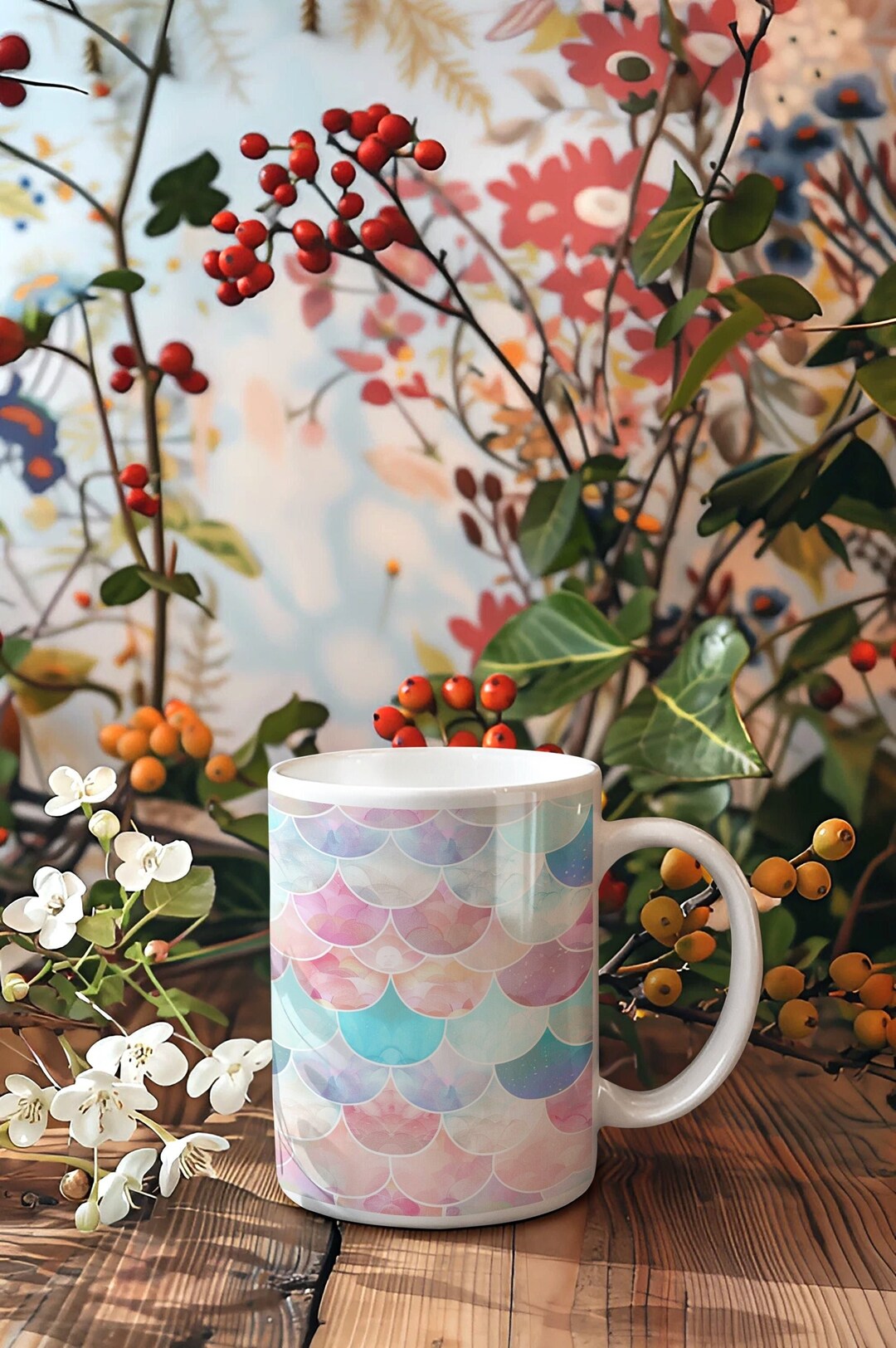 Pastel Mermaid Scale Mug: Ocean Theme Coffee Cup - Etsy