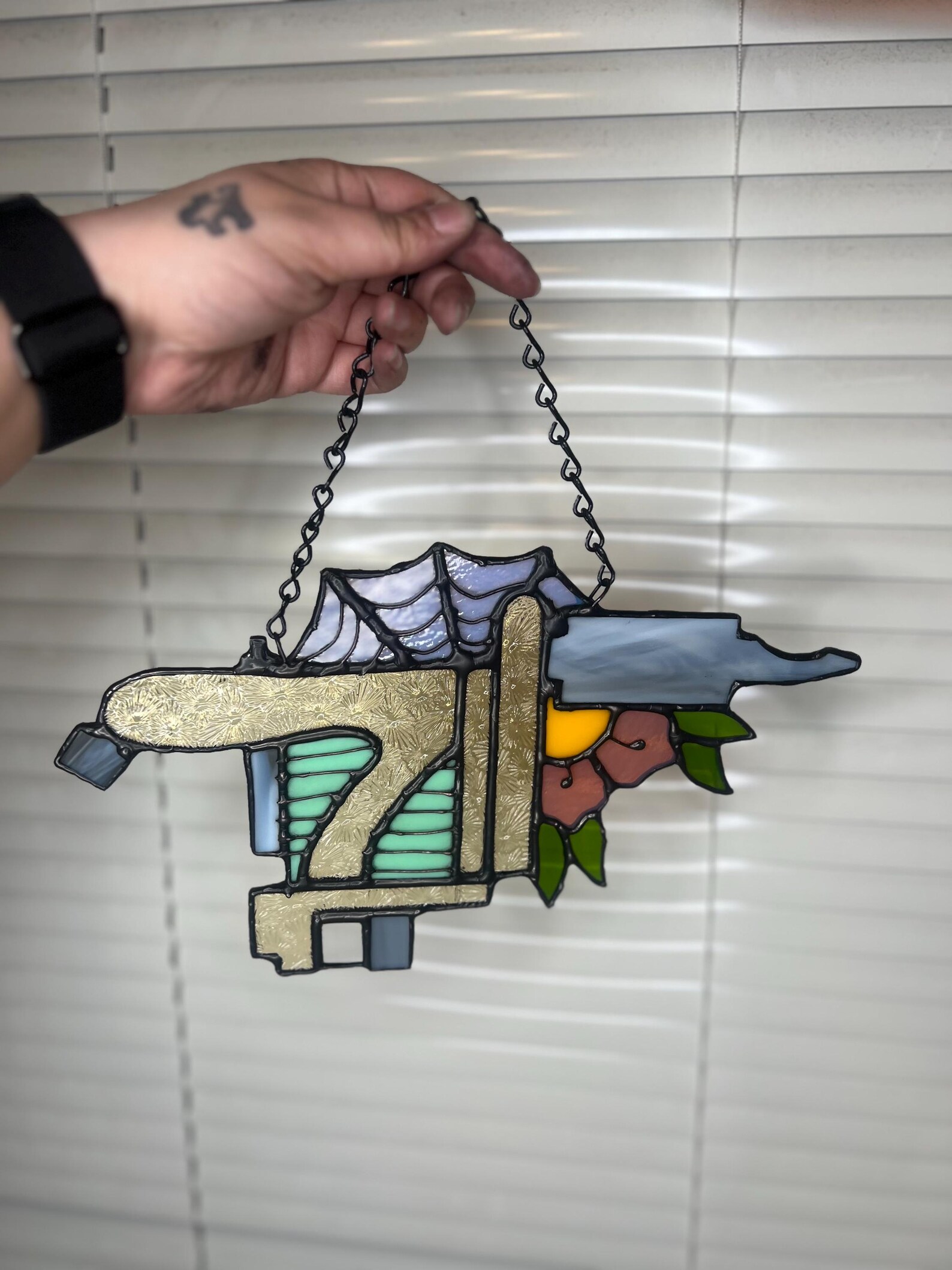 Stained Glass Coil Tattoo Machine With Spiderweb & Pinwheel Flower - Etsy