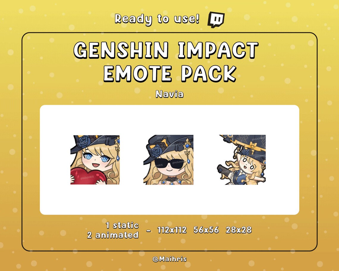 Genshin Impact Emote Pack Navia X3 x1 Static X2 Animated - Etsy