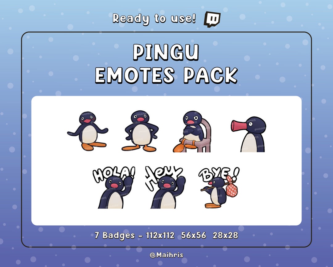 Pingu Emote Pack Penguin X7 x1 Animated Twitch Discord - Etsy
