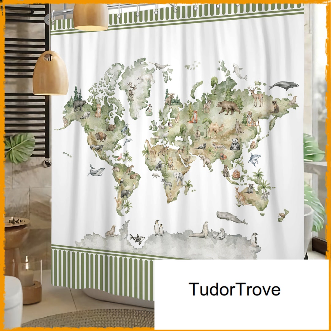 Shower Curtain World Map for Bathroom,bathroom Curtain,home Decoration ...