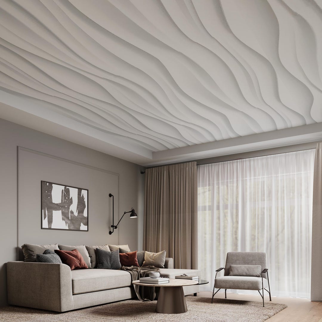Minimalist Ripple Effect – 3D Wavy Stretch Ceiling, Easy to Install ...