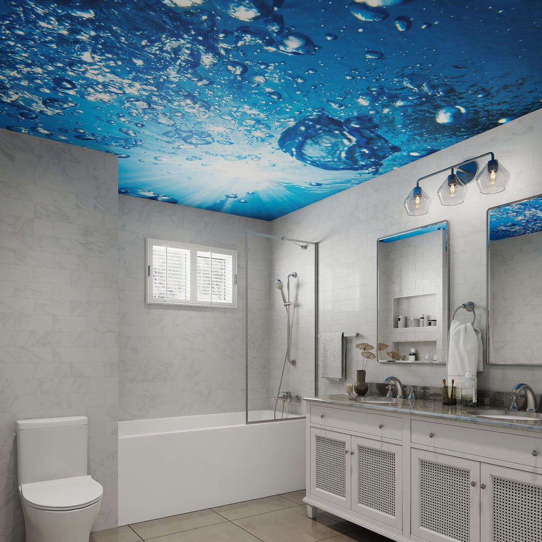 Crystal Blue Water Ceiling Print – High-quality PVC, Seamless ...