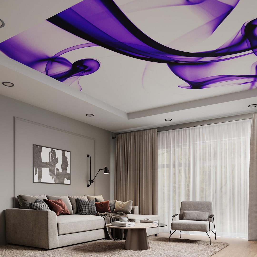Purple Whirlwind – Futuristic 3D Swirl Stretch Ceiling, Easy to Install ...