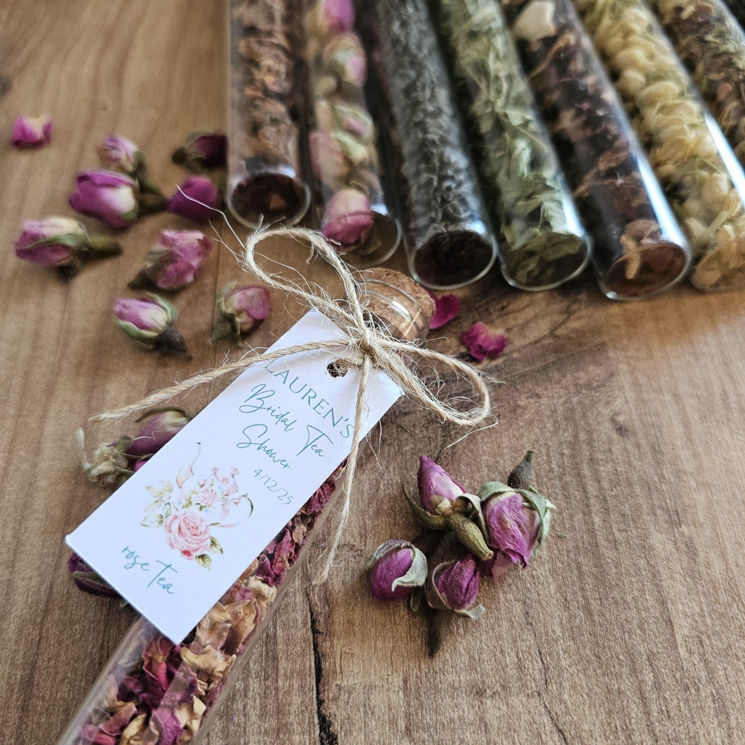 Bridal Shower Tea Favors - Loose Leaf Tea in Glass Tubes - Custom Label ...