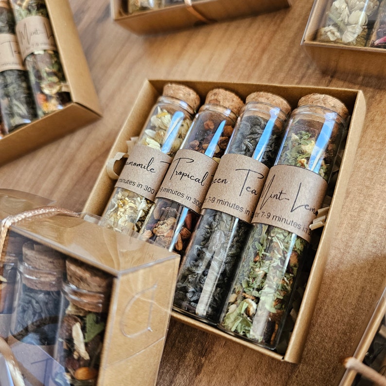 Tea Tube Party Favors - Unique Glass Tube Tea Sets for Birthdays ...