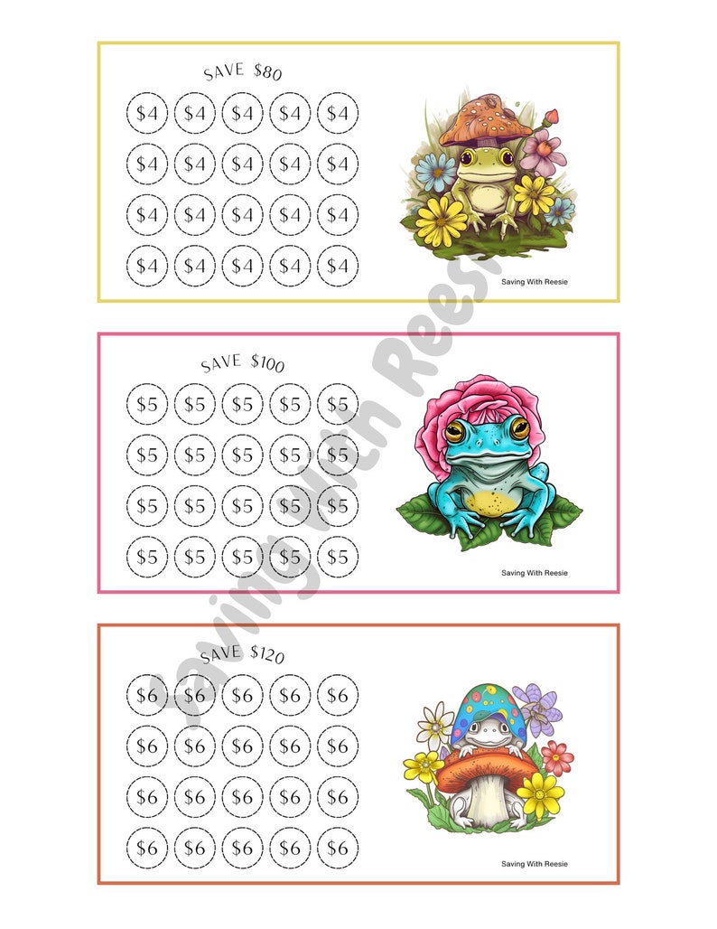 A6 Frogs Mini Savings Challenge | Printable PDF | Low Income | Cash ...