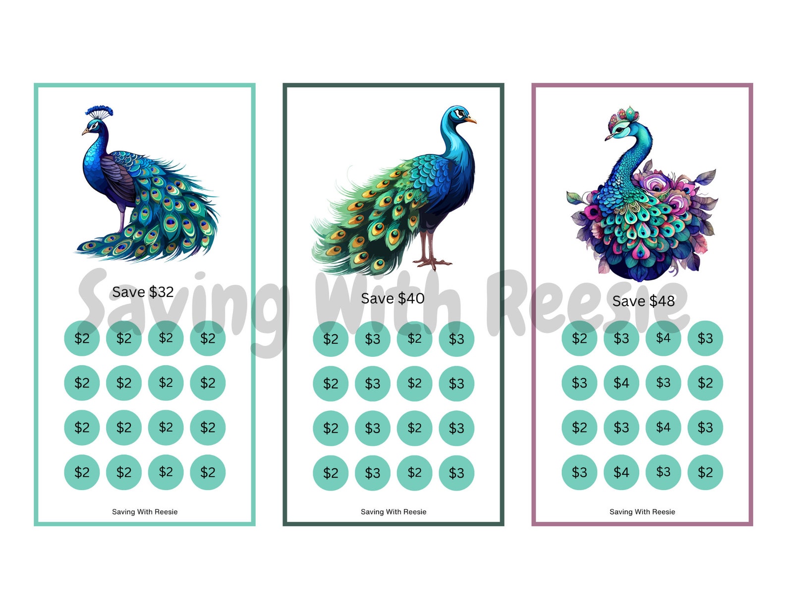 A6 Peacock Mini Savings Challenge | Printable PDF | Low Income Savings ...