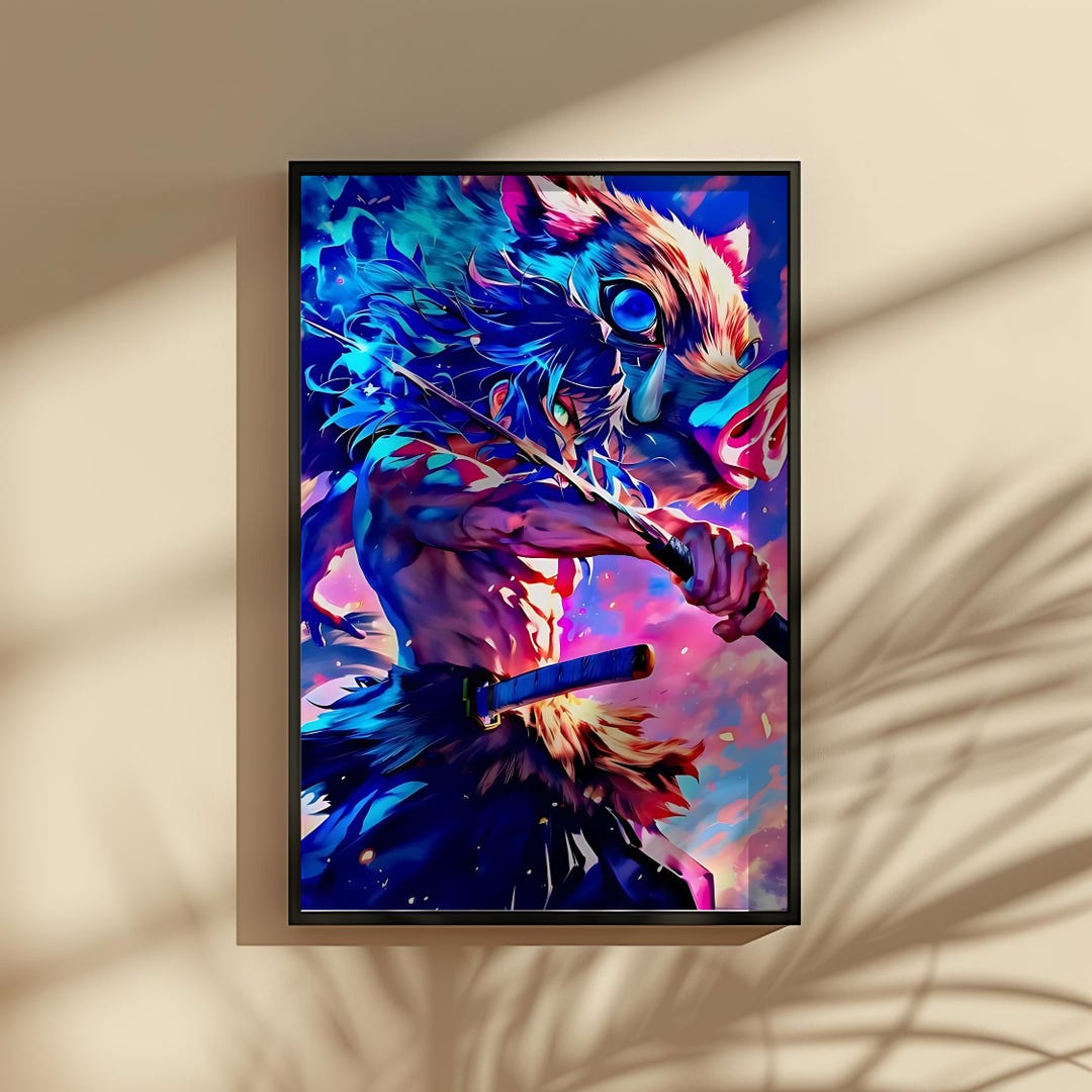 Inosuke Hashibira Demon Slayer Digital Wall Art in Vibrant Colors Anime ...