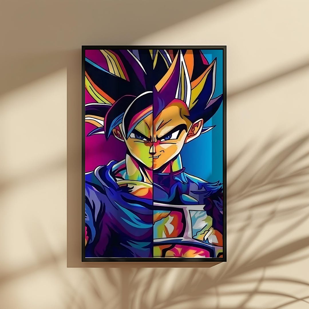 Goku and Vegeta Split Digital Art Print Digital Wall Art Dragonball Superheroes Wall Art Print ...