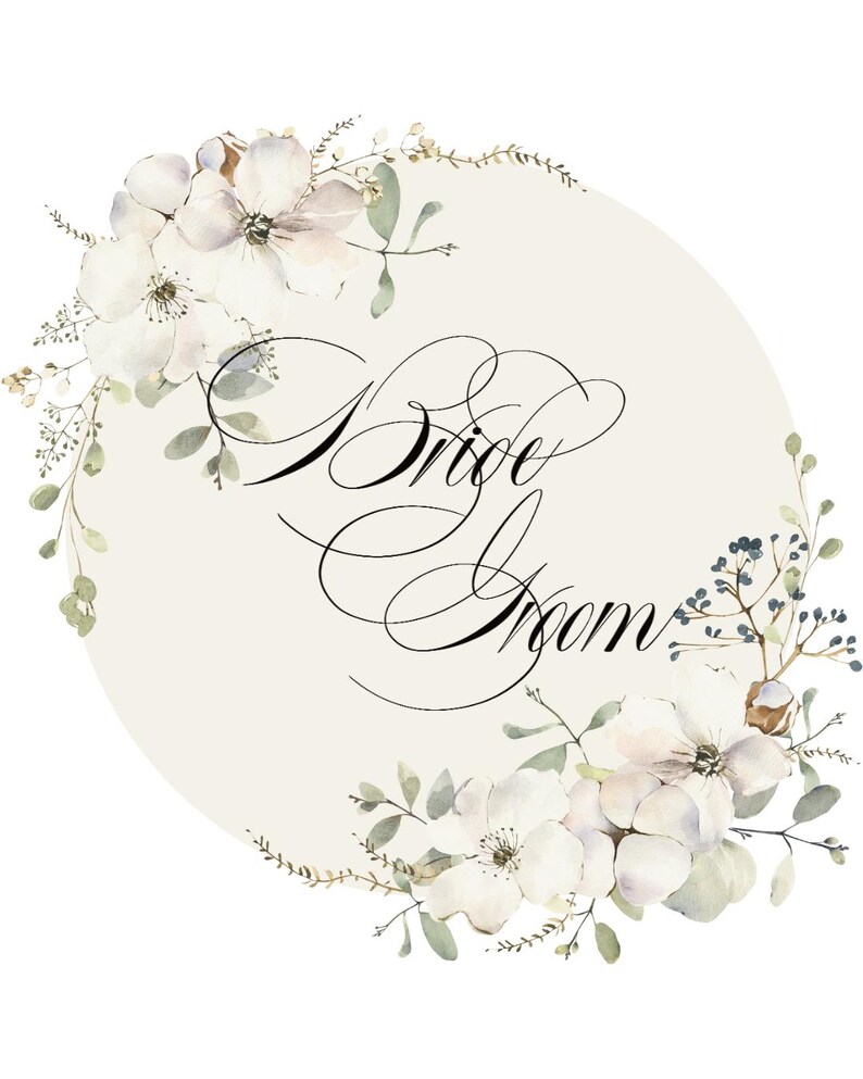 Bride + Groom SVG Bundle | Hand Lettered Calligraphy Words | Flourished ...