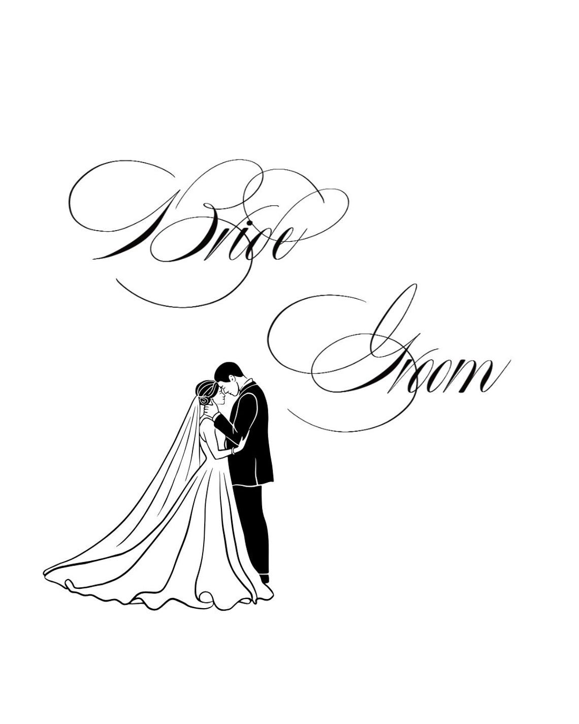 Bride + Groom SVG Bundle | Hand Lettered Calligraphy Words | Flourished ...