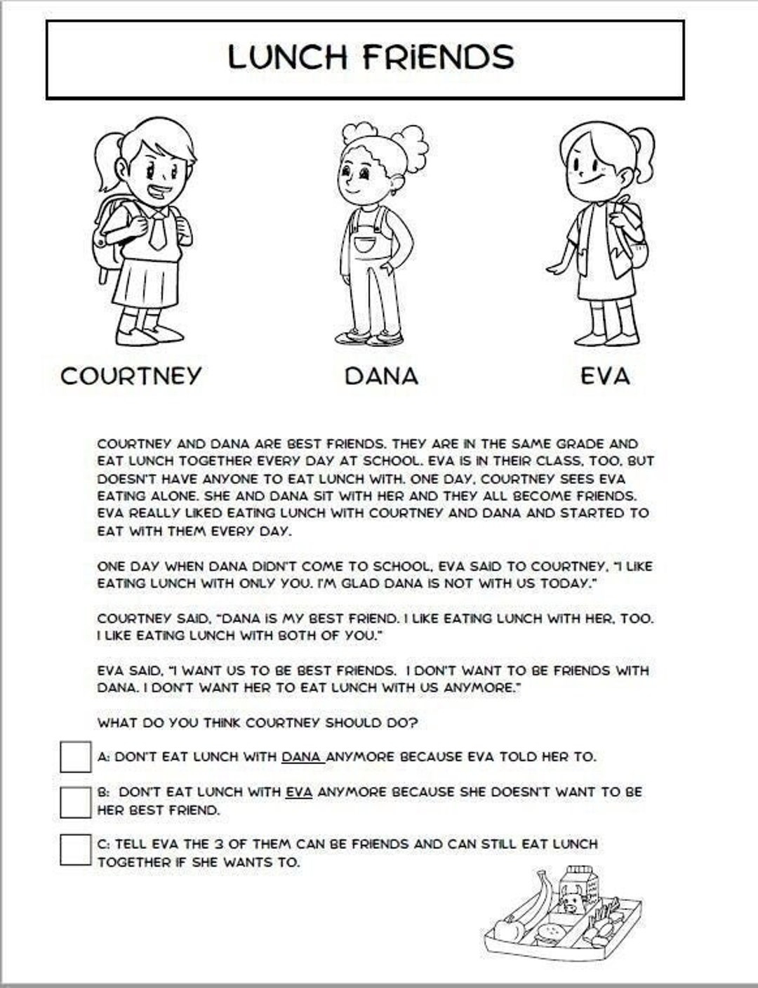 Children's Social Skills-lunch Friends - Etsy