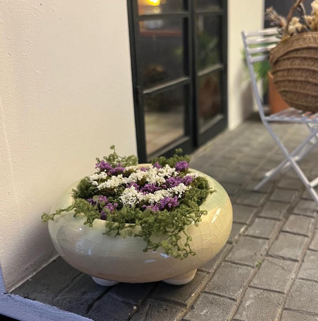 DOLLS HOUSE 1:12 Scale Large Ceramic Pale Pastel Planter With Pretty ...